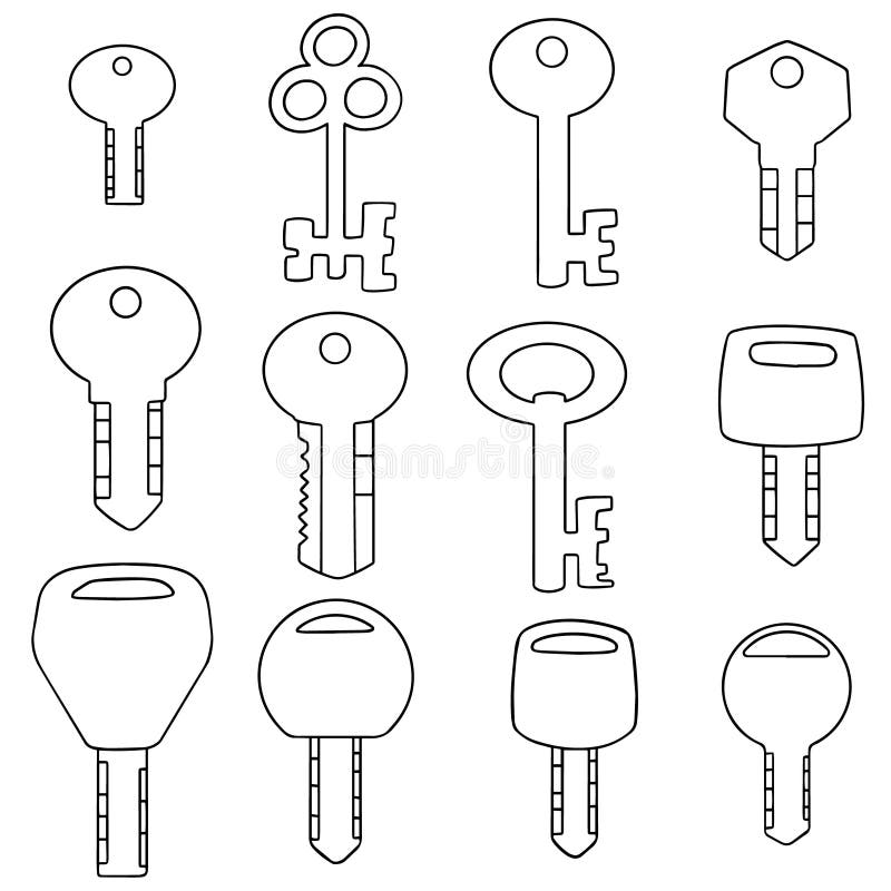 Vector set of key stock vector. Illustration of password - 117691294