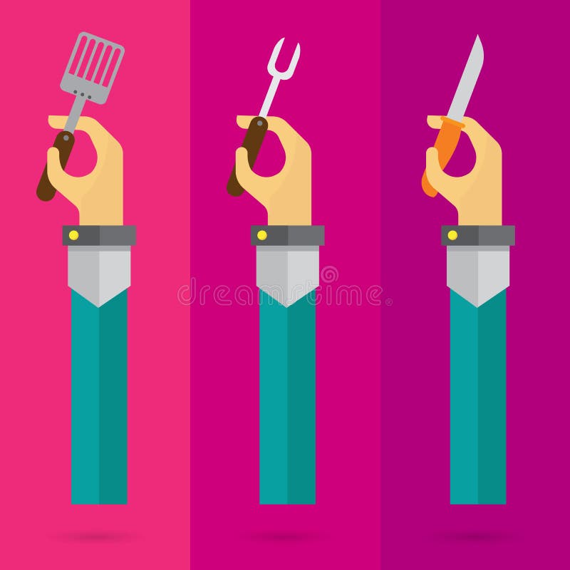 Vector Set Knife Cooking Food Vegetables Arm and Hand Stock Vector ...