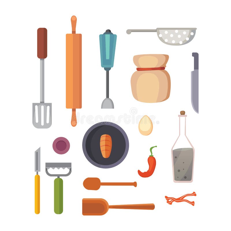 Vector Set Kitchen Utensils. Cooking Tools Flat Style Stock Vector ...