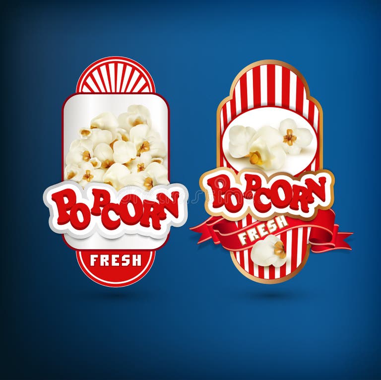 Vector Set of Labels for Popcorn Stock Vector - Illustration of ...