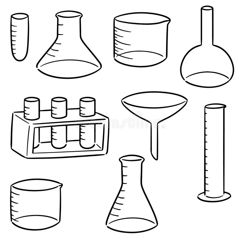 Vector Set of Laboratory Glassware Stock Vector - Illustration of ...
