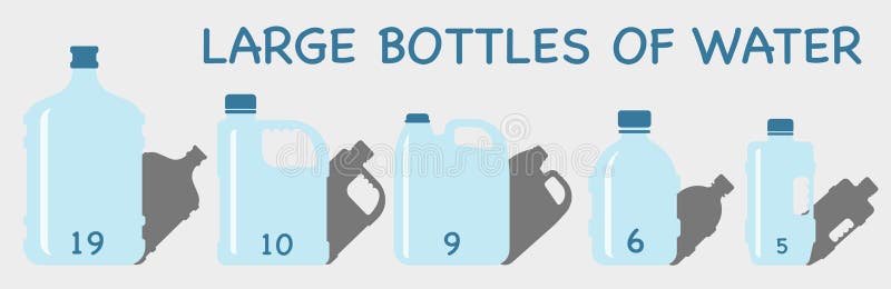 Vector Set of Large Volume Water Bottles Isolated on White Background ...