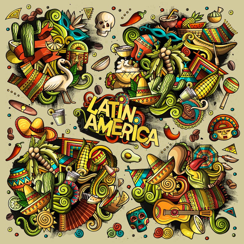 Vector Set of Latin America Combinations of Objects and Elements Stock ...