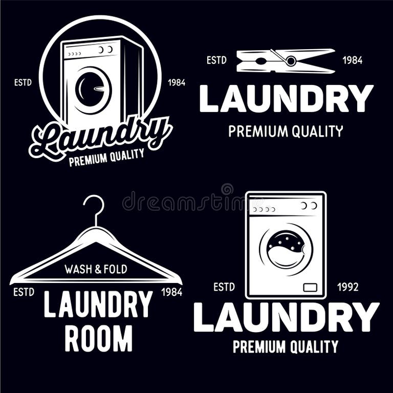 Vector Set of Laundry Logos Emblems and Design Elements. Logotype ...