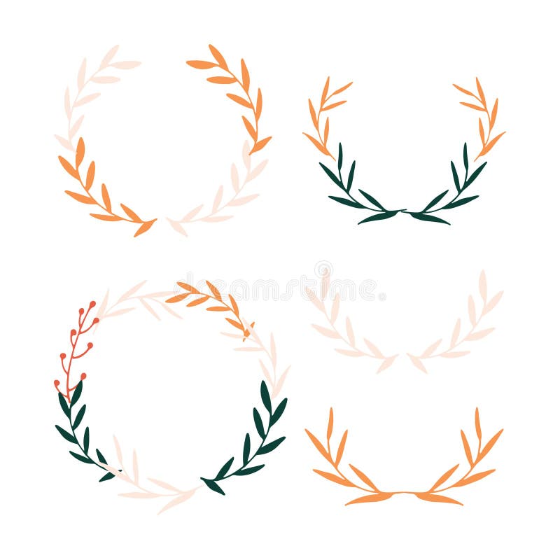 Vector Set of Leaf Frames. Decorative Leaf Elements Stock Vector ...