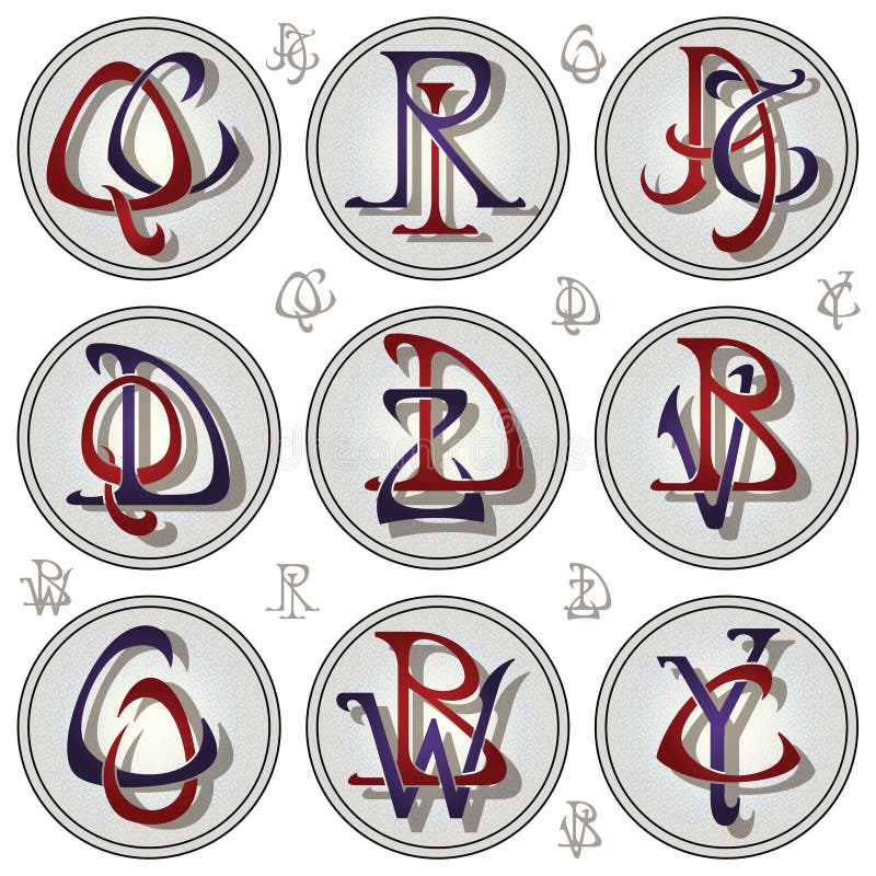 Set of Interlocking Letters Stock Vector - Illustration of design, font ...