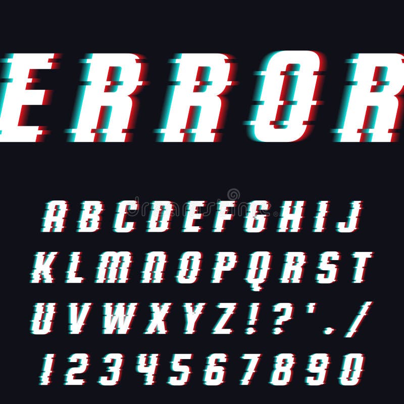 Font in glitch style. stock vector. Illustration of displacement ...