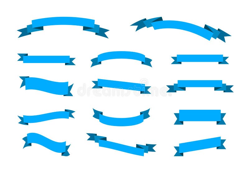 Vector Set of Light Blue Banners Isolated on White Background, Vintage ...