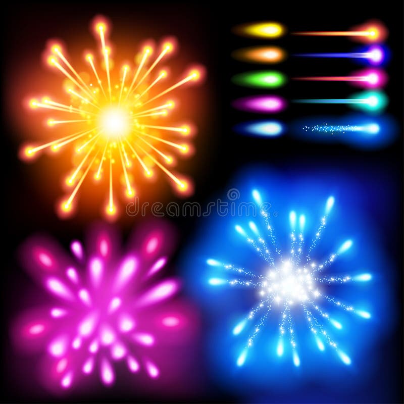 Vector Set: Light Effect, Fireworks Stock Vector - Illustration of ...