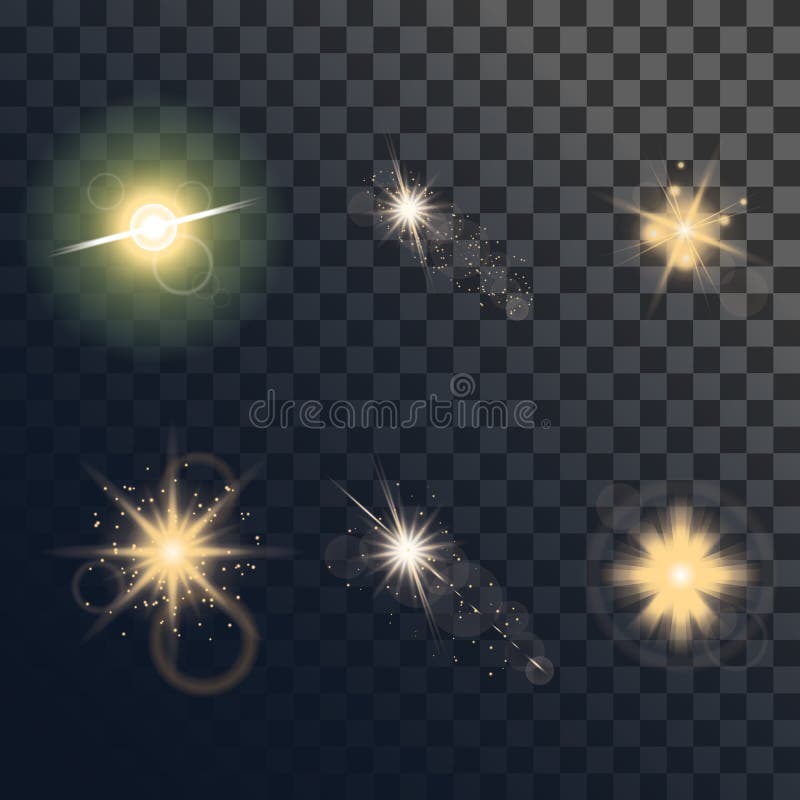 Vector Set of Light Flare or Star Explosion with Glowing Sparkles and ...