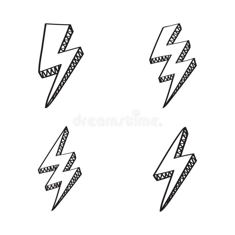 Vector Set with Lightning Bolt Signs in Comic Style Stock Vector ...