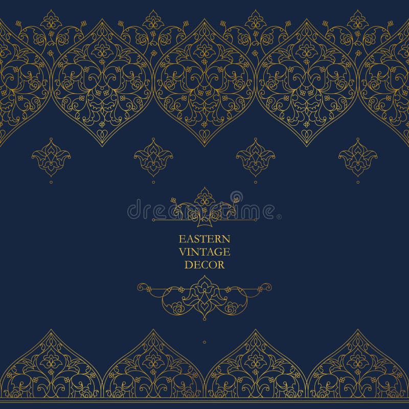 Vector Set of Line Art Frames, Borders, Vignette in Eastern Style Stock ...