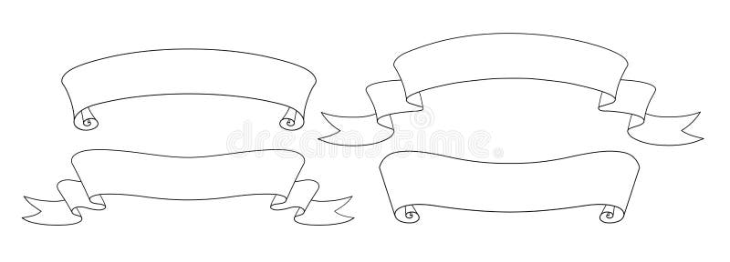 Vector Set of Line Art Ribbon Banners Stock Vector - Illustration of ...