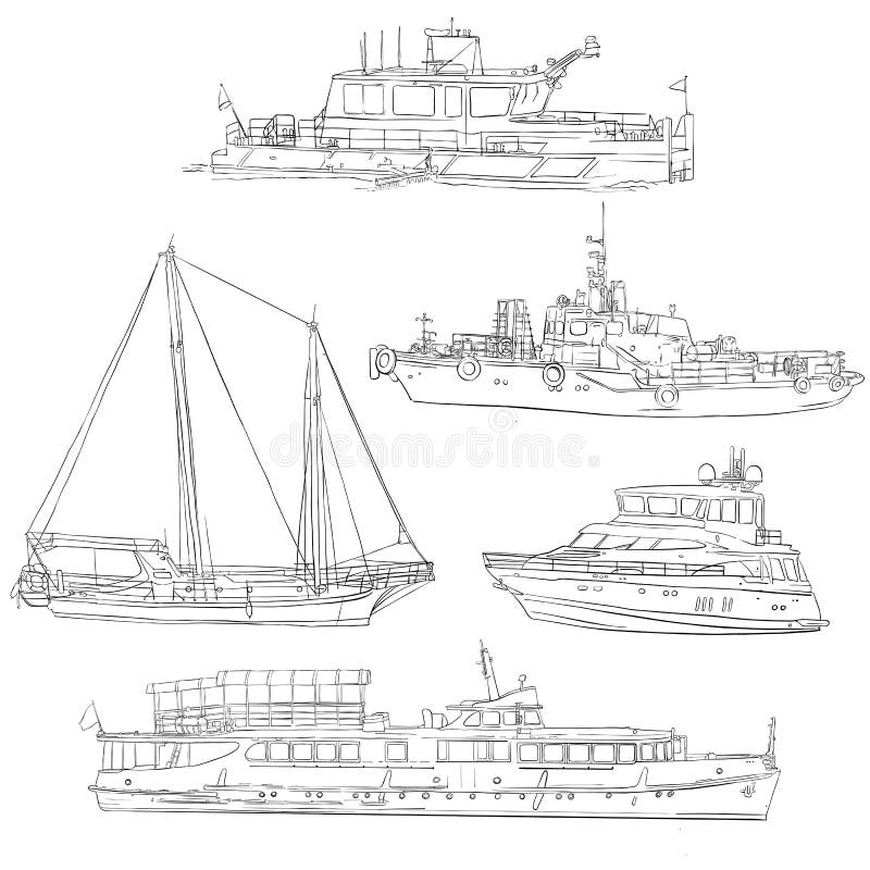 Vector Set of Ships and Boats Stock Vector - Illustration of freight ...
