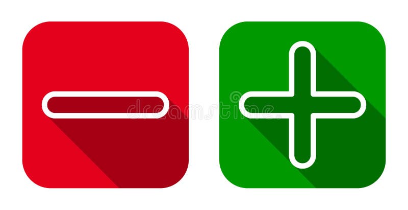 Minus & Plus Sign Icons. Negative and Positive Symbols. Icon SET Stock ...