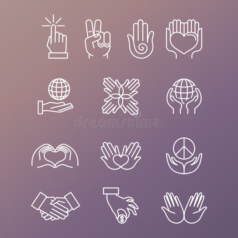 Charity Line Icon Set. Included Icons As Kind, Care, Help, Share, Good ...