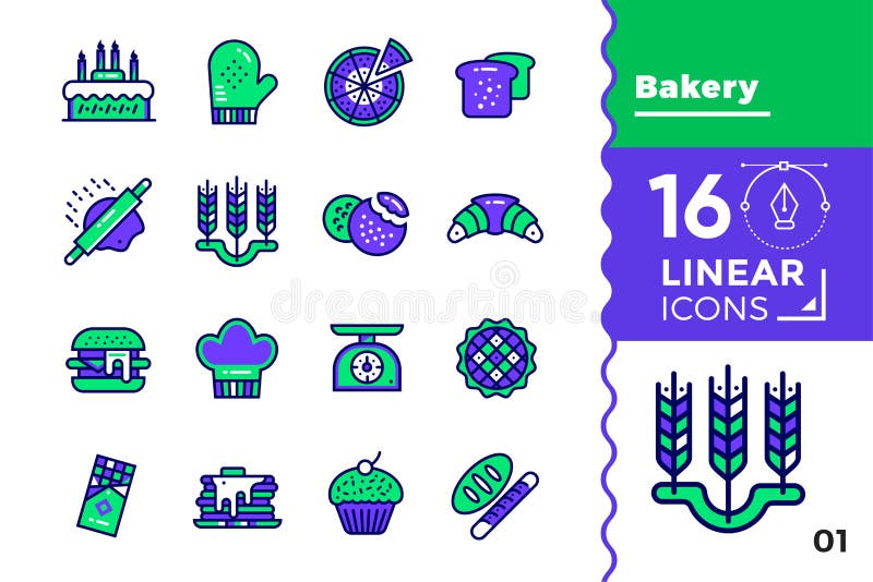 Vector Set of Linear Icons, Bakery and Cooking. High Quality Mod Stock ...