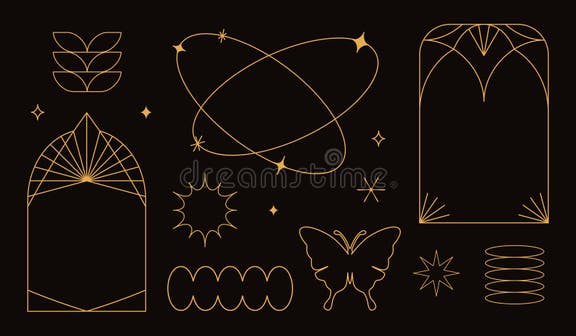 Vector Set of Linear Minimalistic Aesthetic Frames, Borders, Geometric ...