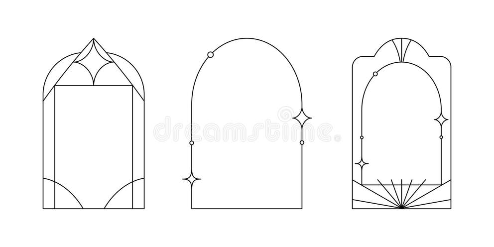 Vector Set of Linear Minimalistic Aesthetic Frames and Borders with ...