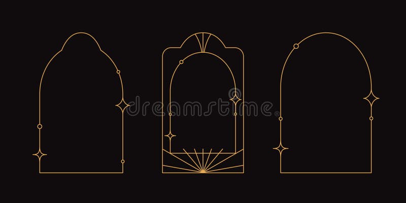 Vector Set of Linear Minimalistic Aesthetic Frames and Borders with ...