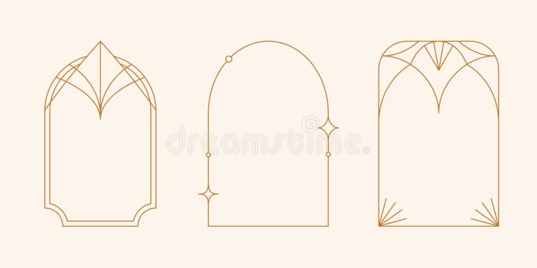 Vector Set of Linear Minimalistic Aesthetic Frames and Borders with ...