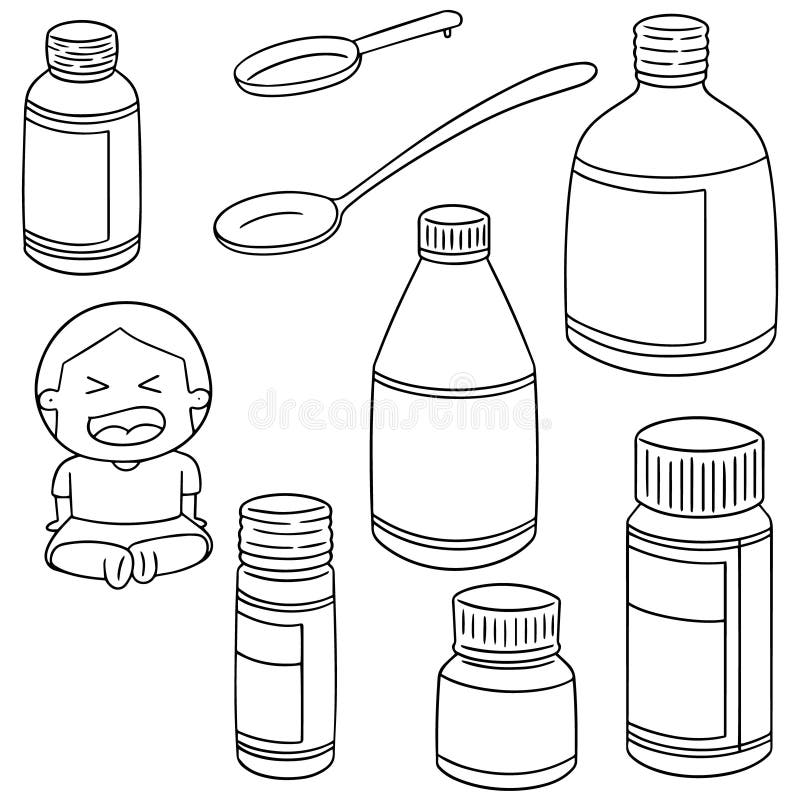Vector Set of Liquid Medicine Stock Vector - Illustration of hand, oral ...