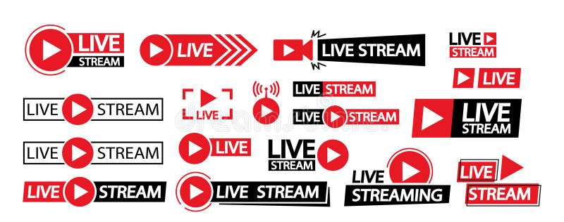Vector Set of Live Stream Icons and Graphics in Various Styles and ...