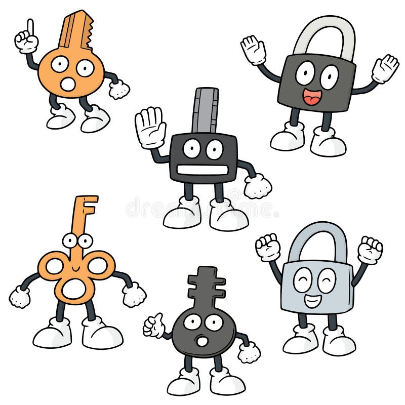 Vector set of lock and key stock vector. Illustration of graphic ...