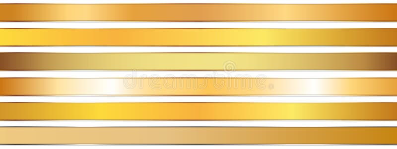 Set of Long Golden Ribbon Banners with Gold Frame on White Background ...