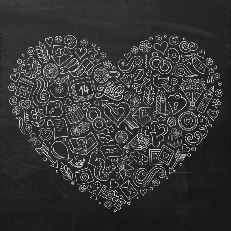 Vector Set of Love Cartoon Doodle Objects Stock Vector - Illustration ...