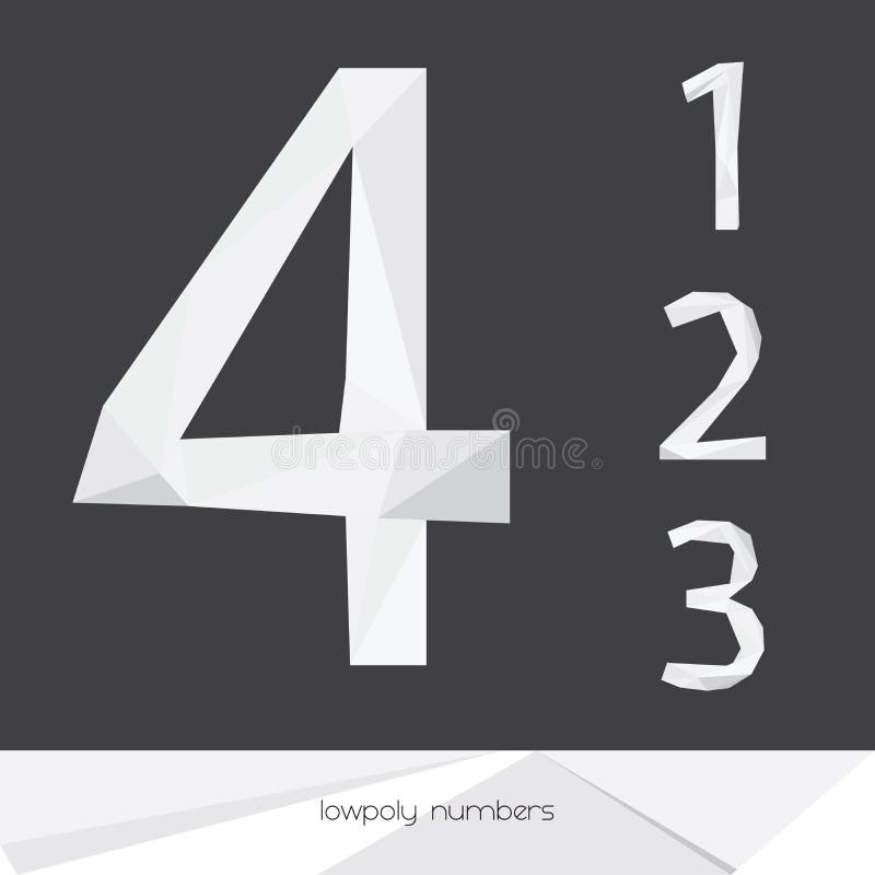 Vector Set with Low Poly Numbers 1 2 3 4 Isolated on Dark Background ...