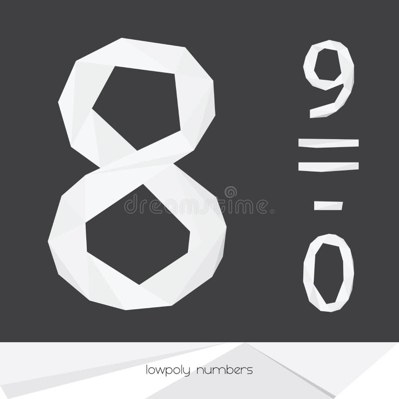 Vector Set with Low Poly Numbers 8 9 0 Isolated on Dark Background ...