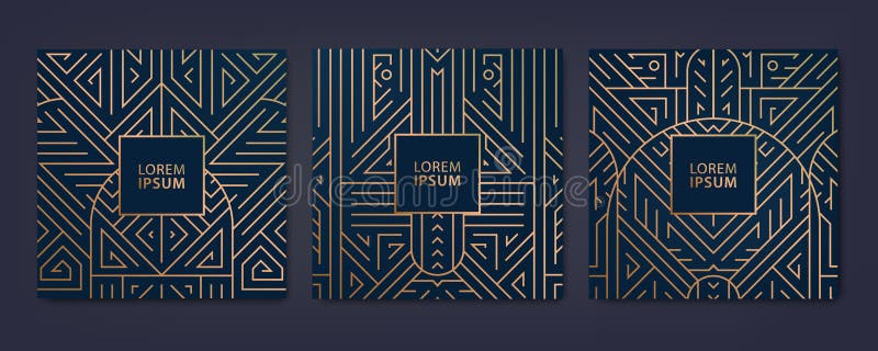 Vector Set of Luxury Cover Templates, Square Line Art Deco Patterns ...