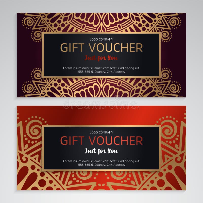 Vector Set of Luxury Red Gift Vouchers Stock Vector - Illustration of ...
