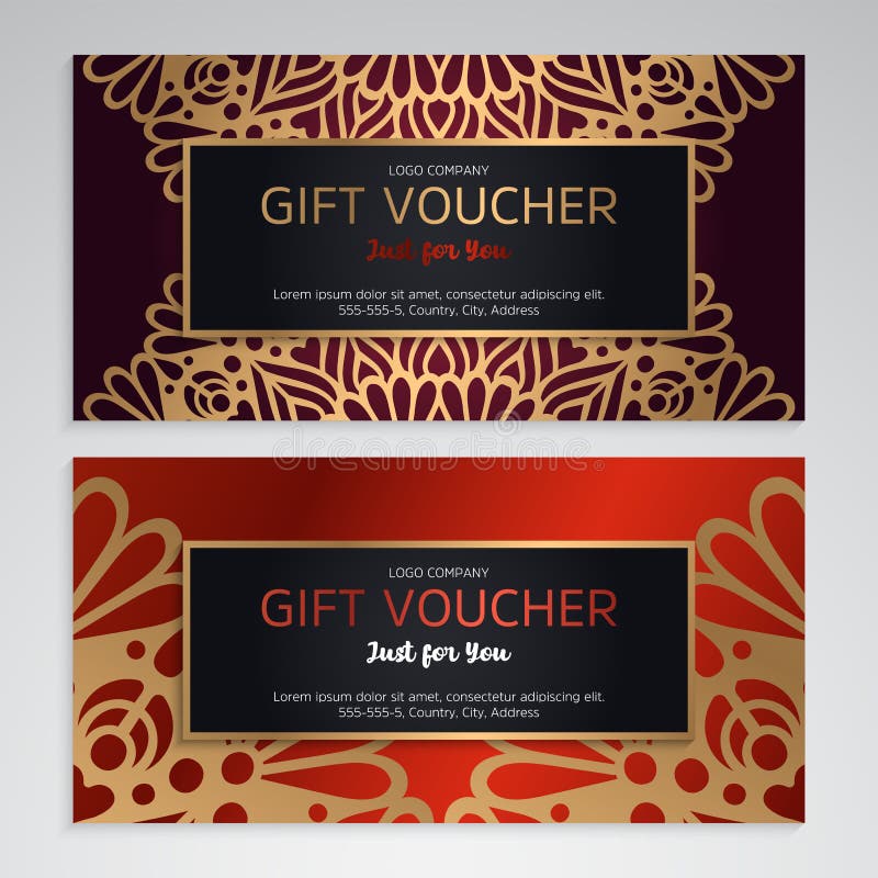 Vector Set of Luxury Red Gift Vouchers Stock Vector - Illustration of ...