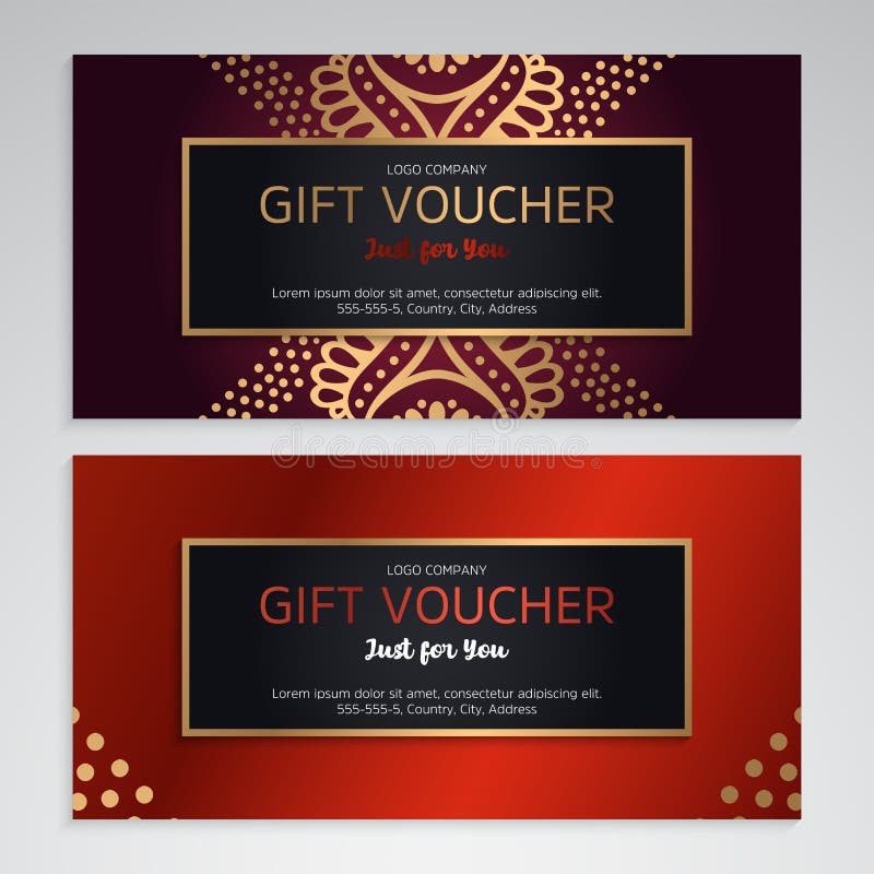 Vector Set of Luxury Red Gift Vouchers Stock Vector - Illustration of ...