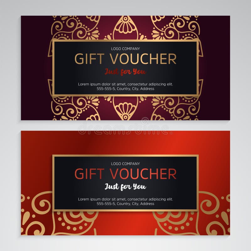 Vector Set of Luxury Red Gift Vouchers Stock Vector - Illustration of ...