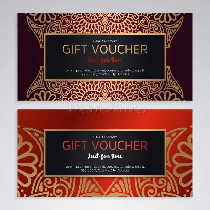 Vector Set of Luxury Red Gift Vouchers Stock Vector - Illustration of ...