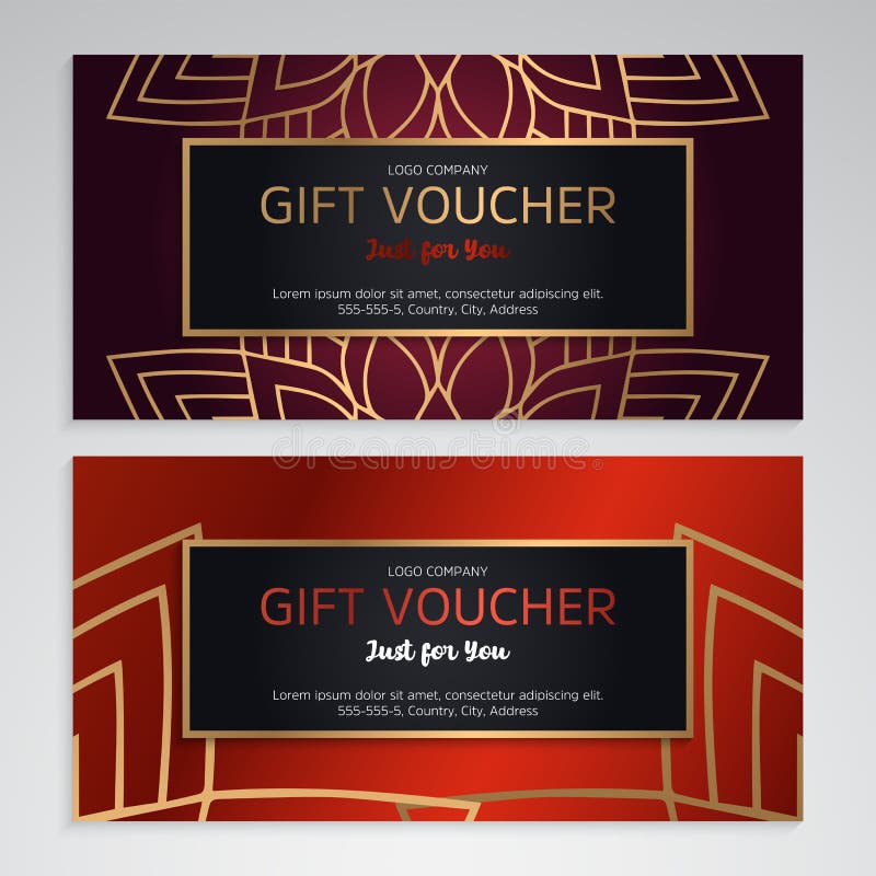Vector Set of Luxury Red Gift Vouchers Stock Vector - Illustration of ...