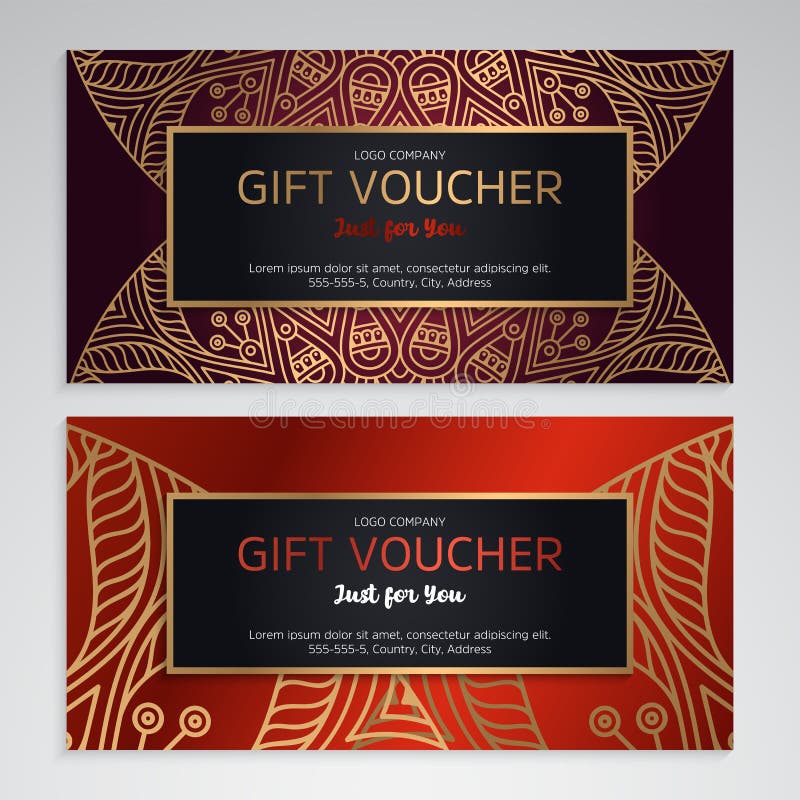 Vector Set of Luxury Red Gift Vouchers Stock Vector - Illustration of ...