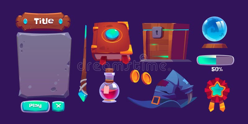 Vector Set of Magic Game Interface Elements Stock Vector - Illustration ...