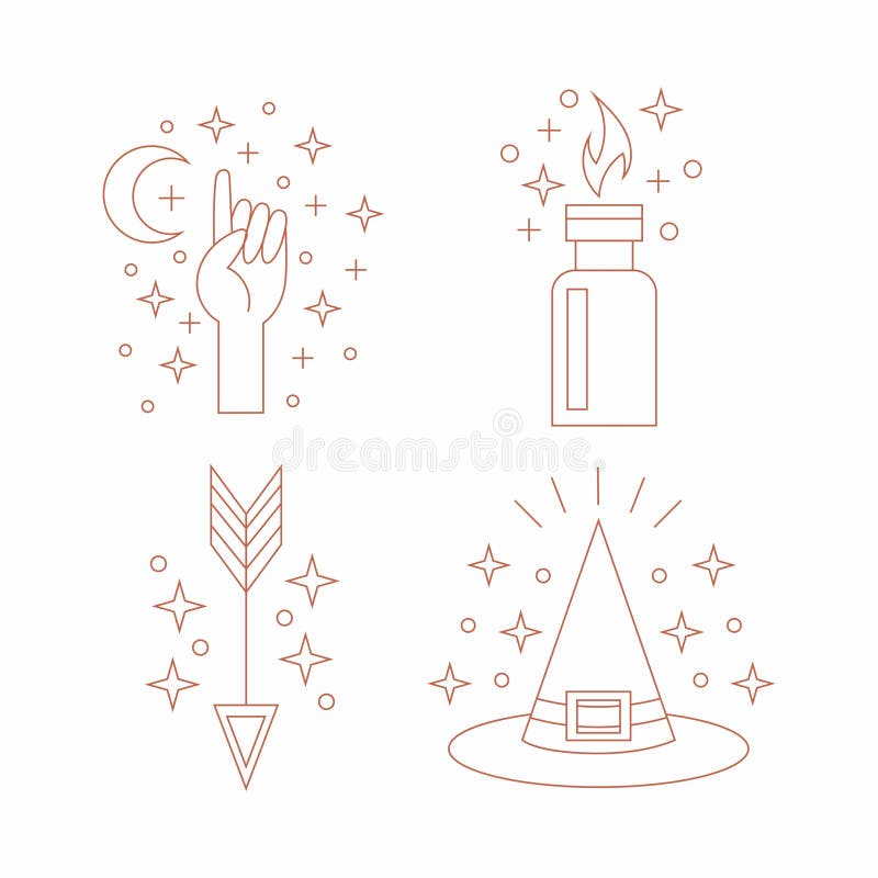 Vector Set of Magic Icons on a White Background. Icons for Web, Cards ...
