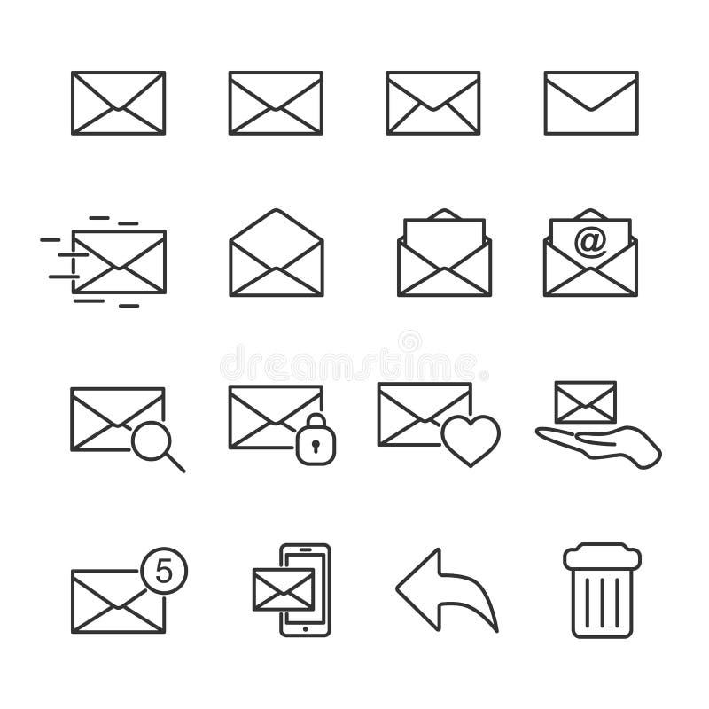 Vector Image Set Mail Line Icons Stock Vector - Illustration of ...