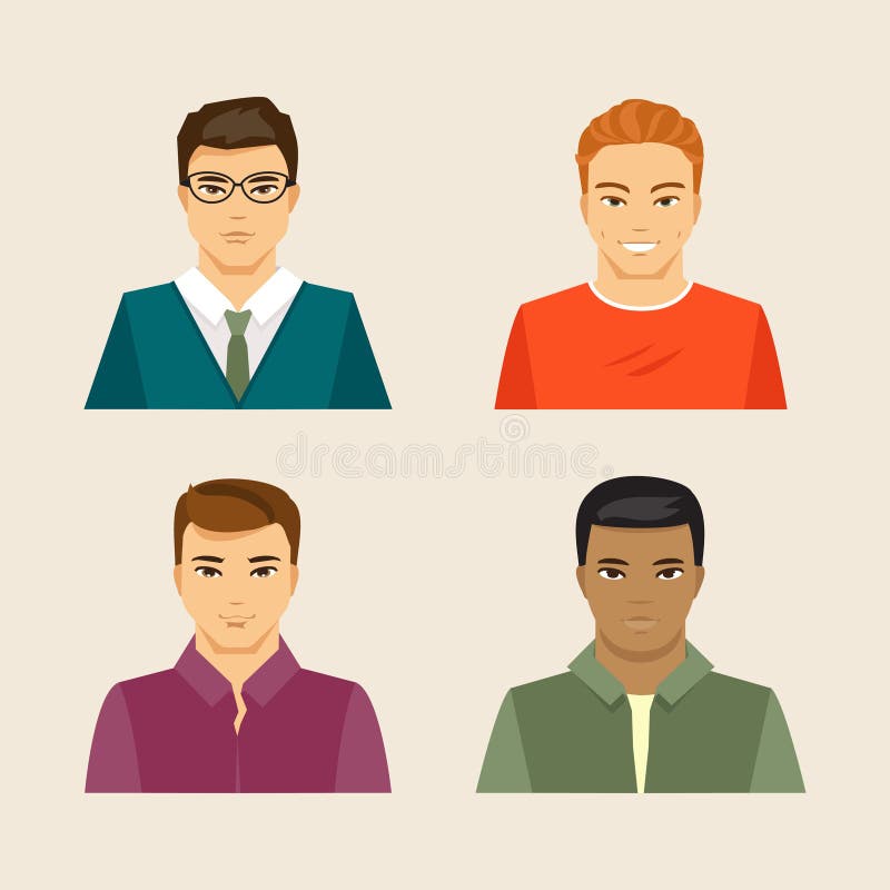 Vector Set Of Male Faces Stock Vector Illustration Of Serious 75642683
