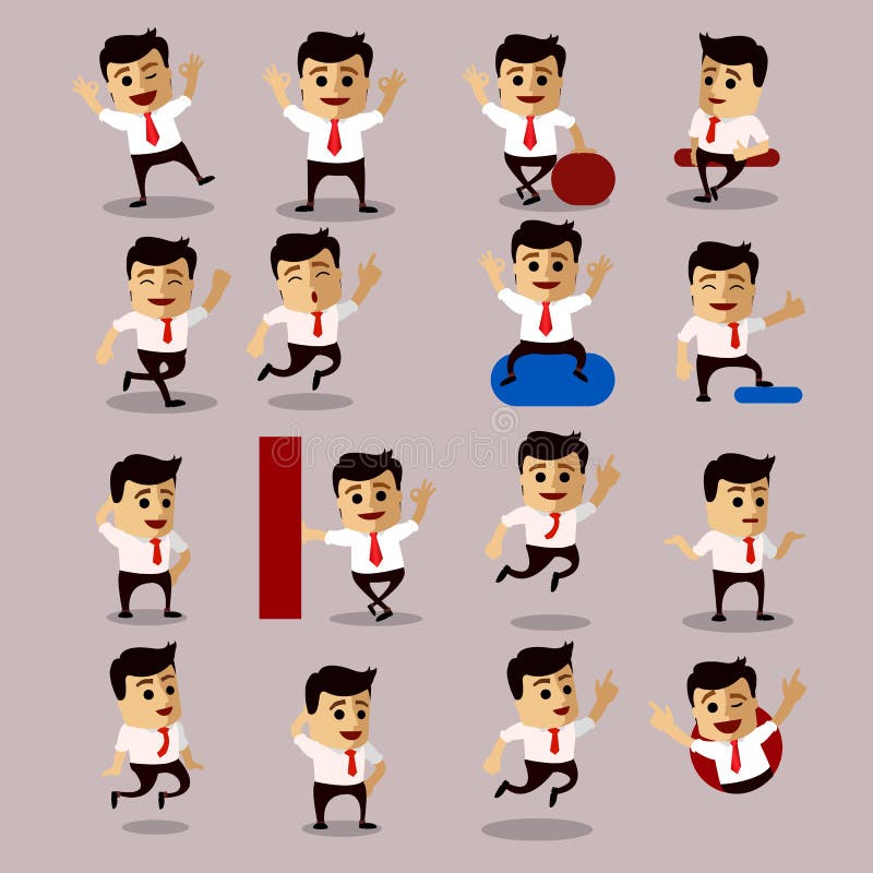 Vector Set of Manager or Business Man Character. Stock Vector ...