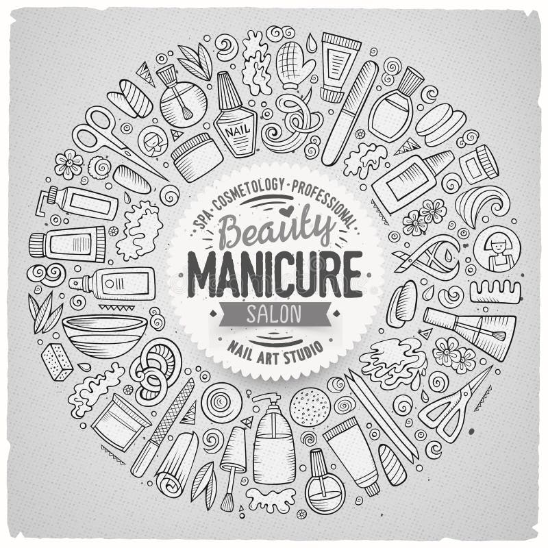 Vector Set of Manicure Cartoon Doodle Objects Stock Vector ...