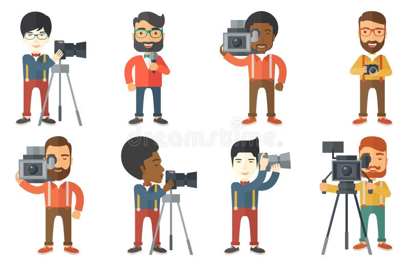 Vector Set of Media People Characters. Stock Vector - Illustration of ...
