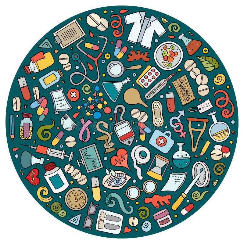 Vector Set of Medical Cartoon Doodle Objects Stock Vector ...