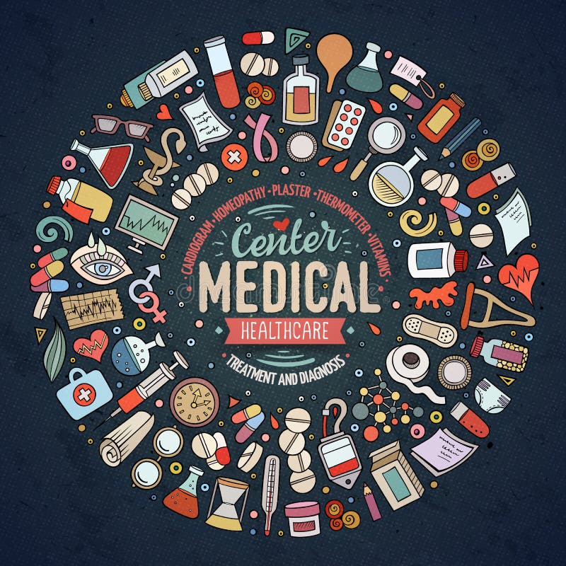 Vector Set of Medical Cartoon Doodle Objects Stock Vector ...
