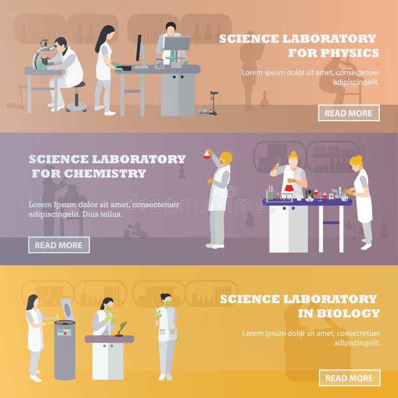 Vector Set of Medical Laboratory Banners. Illustration in Flat Style ...